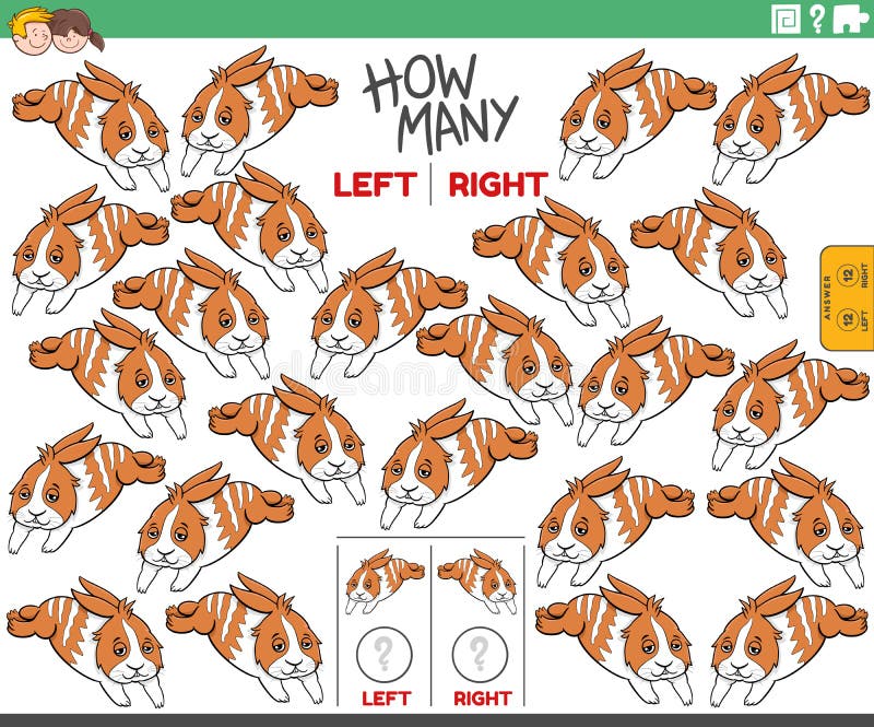 Counting Left and Right Pictures of Cartoon Rabbit Animal Stock Vector ...