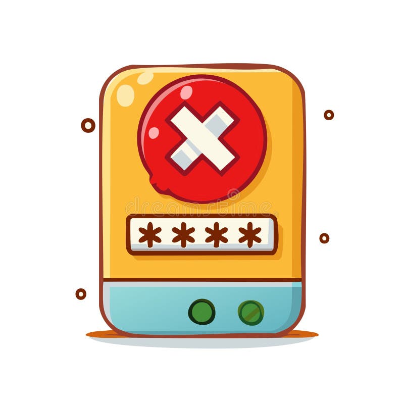 Cartoon Illustration of a Failed Login with an Incorrect Password and ...