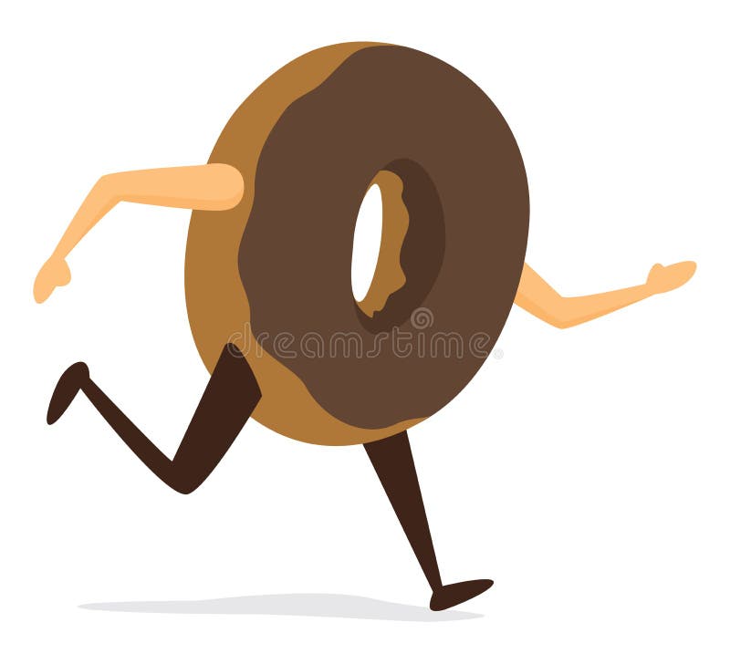 Running Man With A Donut In His Hand Stock Vector - Illustration of ...
