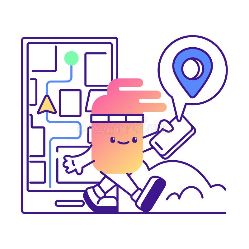Navigation and Routes in Smartphones Stock Illustration - Illustration ...