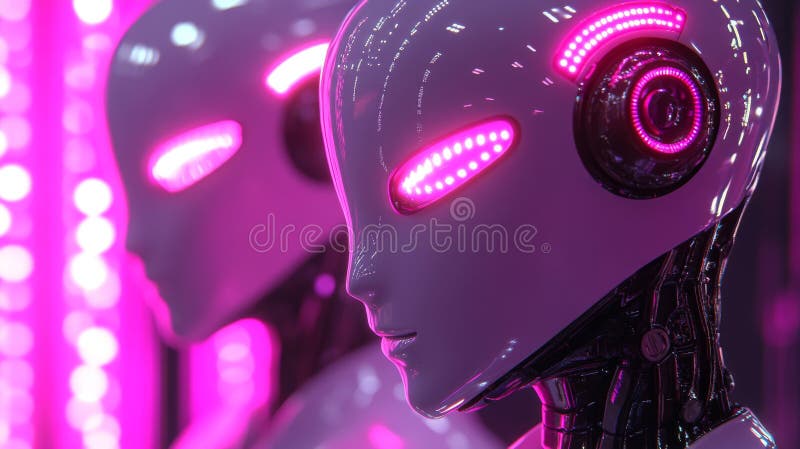 A Cartoon Illustration Featuring 3D Abstract Futuristic Technology, AI ...