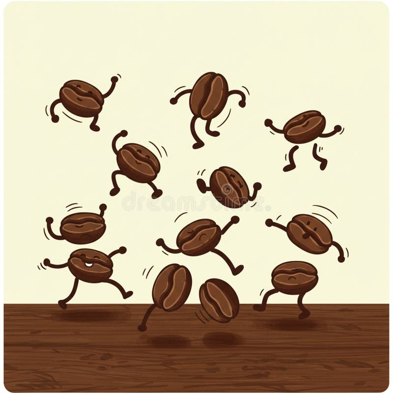 Cartoon Illustration Featuring Dancing Coffee Beans with Animated ...
