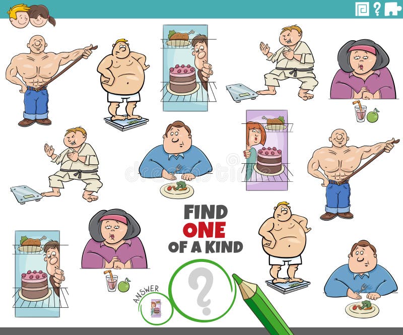 One of a Kind Game with Funny Cartoon People on a Diet Stock Vector ... One of a Kind Game with Funny Cartoon People on a Diet Stock Vector ...