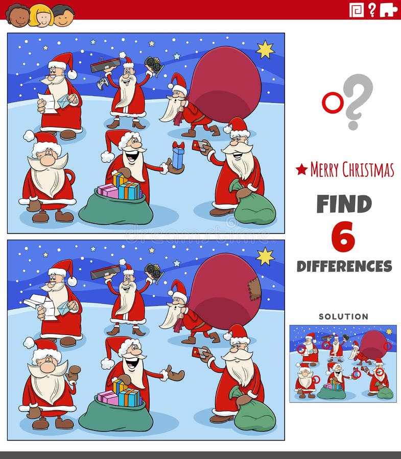 Differences Game for Children with Santa Claus Characters Stock Vector ... Differences Game for Children with Santa Claus Characters Stock Vector ...