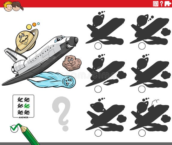 Shadows Game with Cartoon Space Shuttle Stock Vector - Illustration of ...