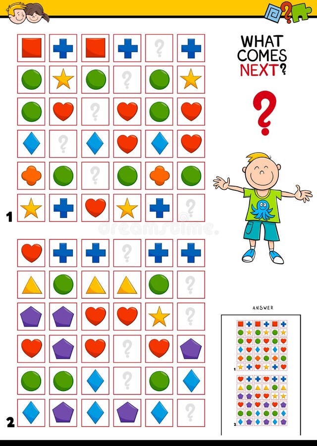 Fill the Pattern Educational Game for Kids Stock Vector - Illustration ...