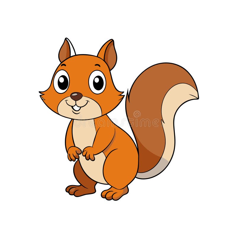 Cartoon Illustration of a Friendly Squirrel Standing on White Stock ...