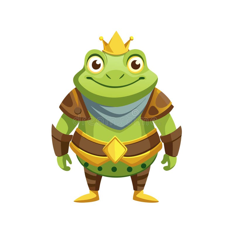 Cartoon Frog King with Crown and Armor Vector Illustration Stock ...