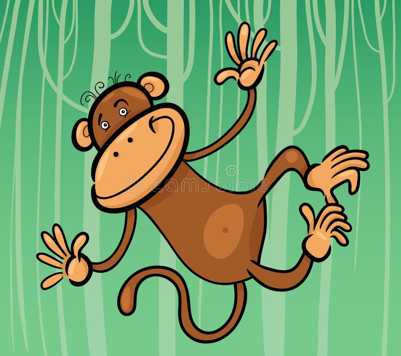 Cartoon Illustration of Funny Monkey Stock Vector - Illustration of ...