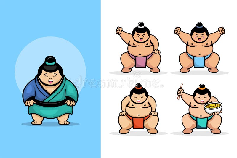 Cartoon Illustration of a Funny Sumo Stock Illustration - Illustration ...