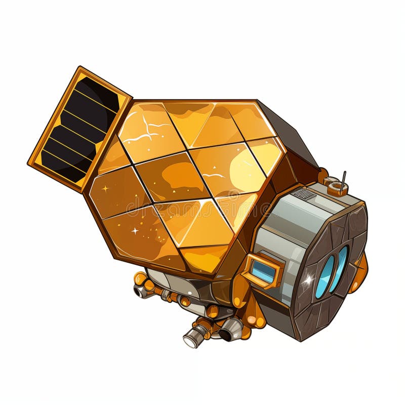 Cartoon Illustration of a Futuristic Space Probe Exploring Distant ...