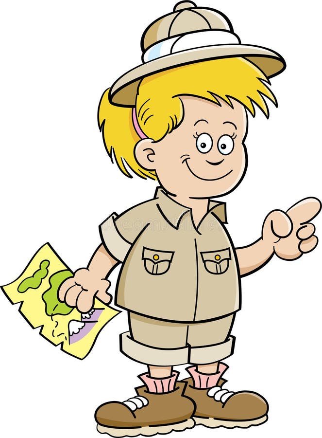 Cartoon Illustration of an Girl Explorer Stock Vector - Illustration of ...