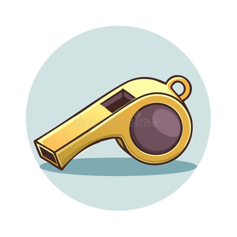 Cartoon Illustration of a Golden Whistle in a Circle Stock Illustration ...