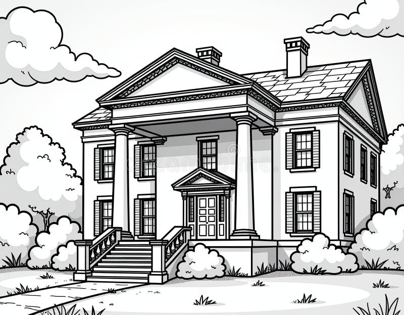 Cartoon Illustration of a Grand Mansion Stock Illustration ...