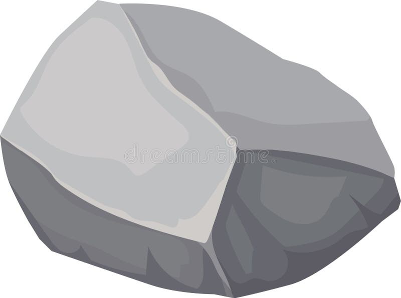 Cartoon Illustration of a Gray Rock Laying on a White Background ...