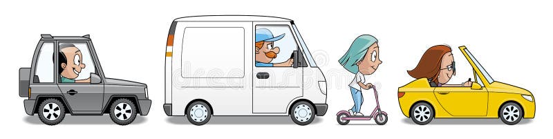 Group of vehicles stock illustration. Illustration of cartoon - 160300313