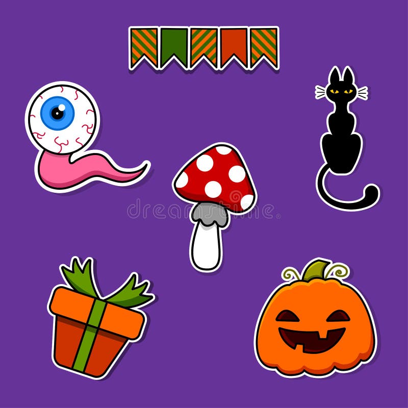 Cartoon Illustration of Halloween Stickers. Vector Illustration Stock ...