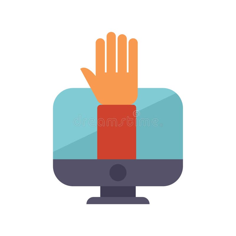 Hand Reaching Out from Computer Screen Asking Question Stock ...