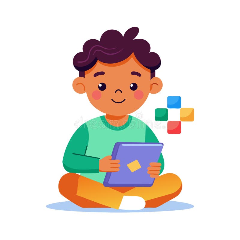 Cartoon Boy with Tablet - Learning, Games, Education and Technology ...