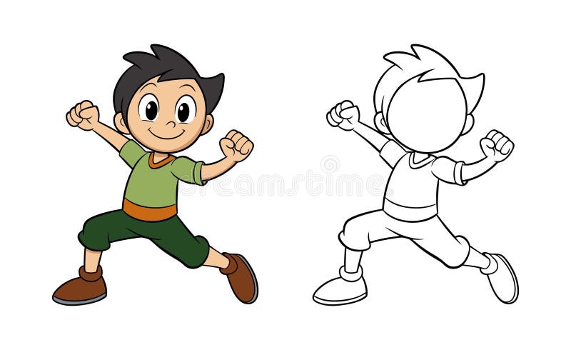 Cartoon Boy Running or Jumping with Happy Expression Stock Vector ...