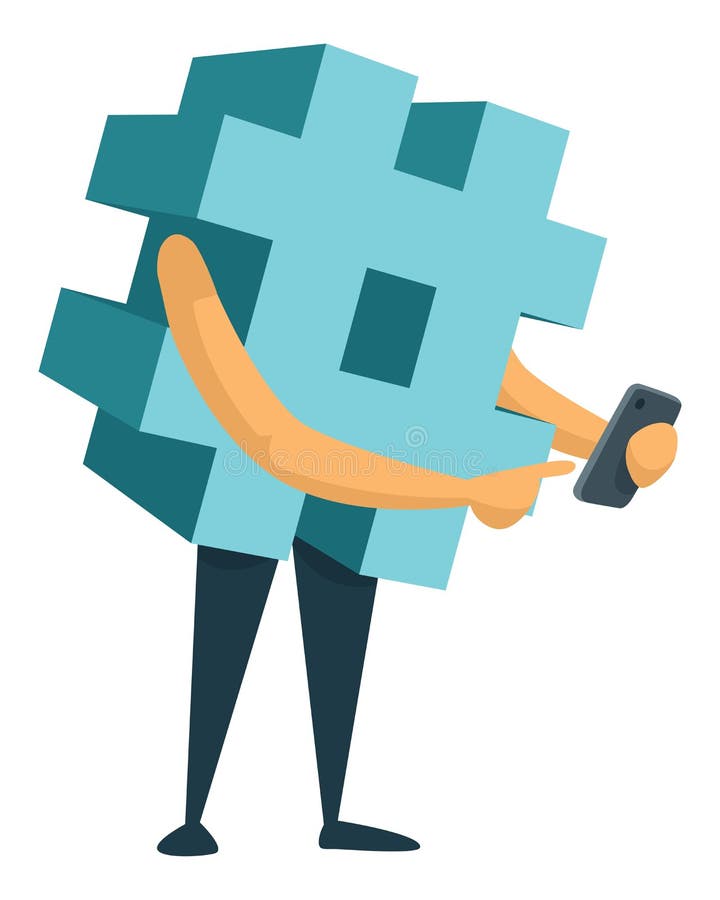 Hash Tag Using a Smartphone or Texting Stock Vector - Illustration of ...