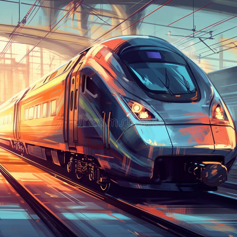 Cartoon Illustration of a High Speed Train. Stock Illustration ...