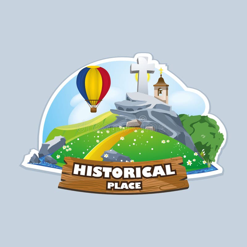 Cartoon Illustration of a Historical Place Stock Vector - Illustration ...