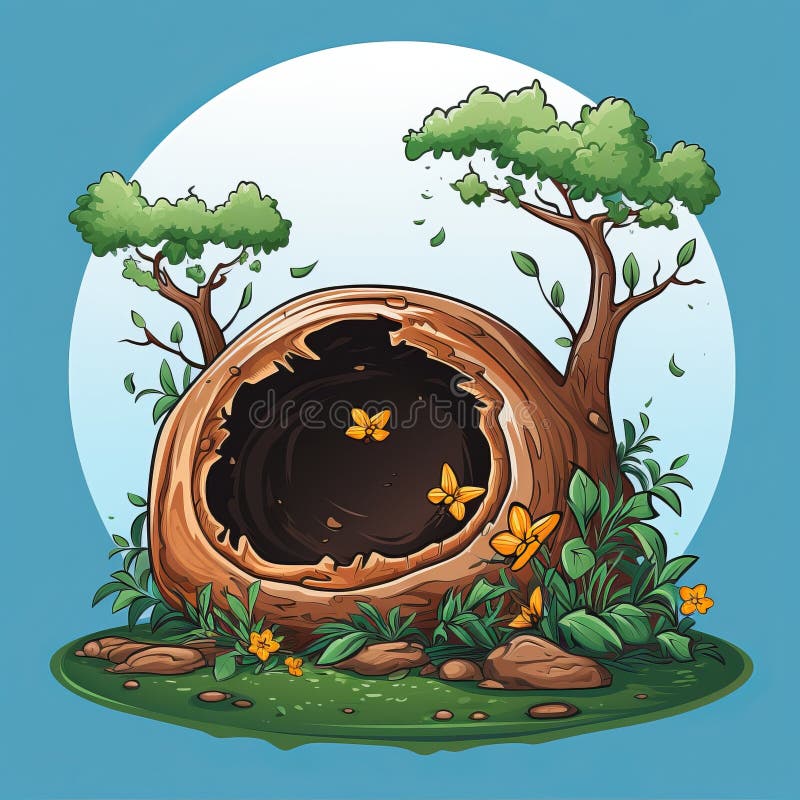 Hole in Trees. Hollow Hole in Tree Trunk, Forest Animals and Birds Home ...
