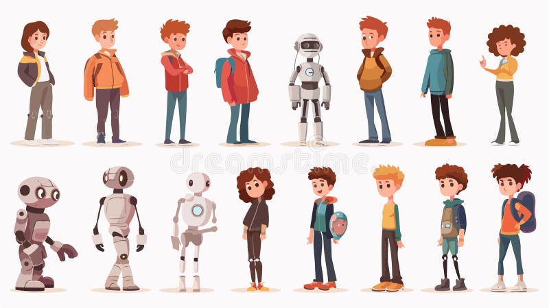 Enhancing Human Capabilities with Isolated Cartoon Illustration Stock ...