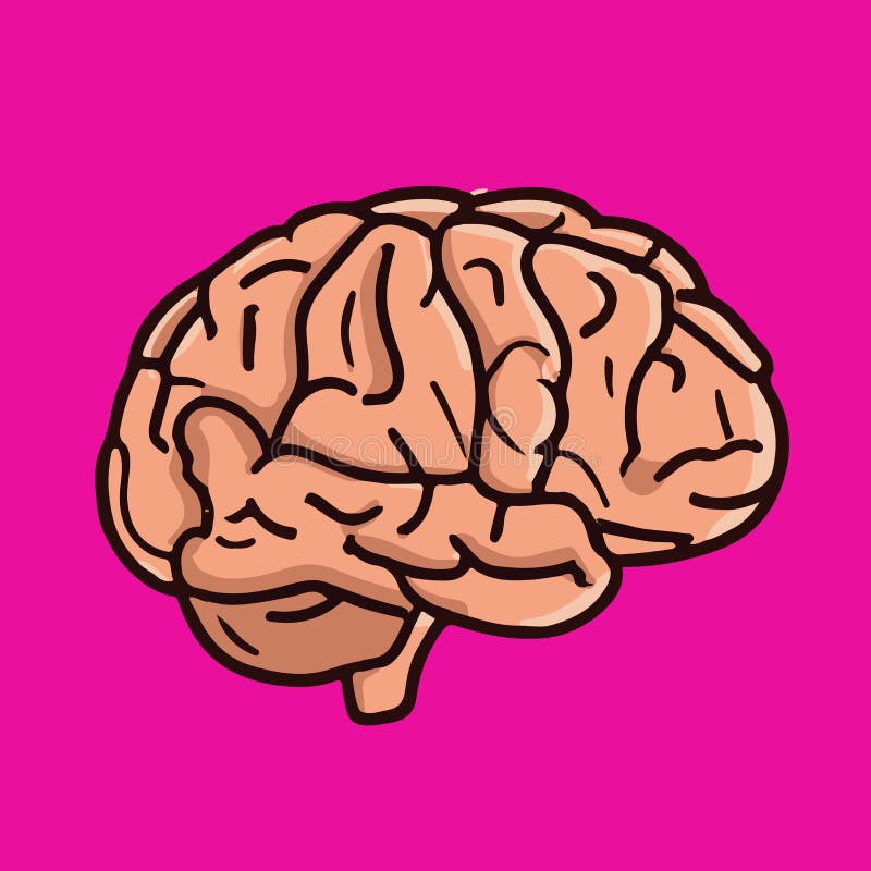 Illustration of the Human Brain. Blue 2d Illustration of the Human ...