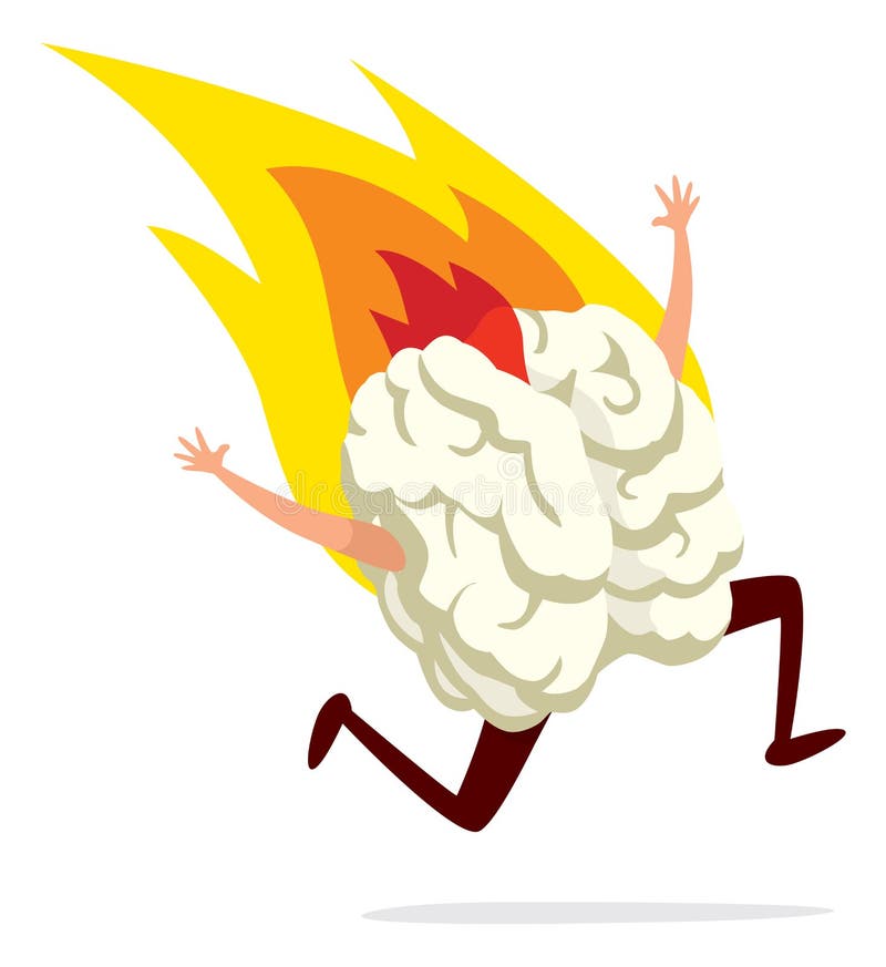 Brain Running Desperately on Fire Stock Vector - Illustration of ...