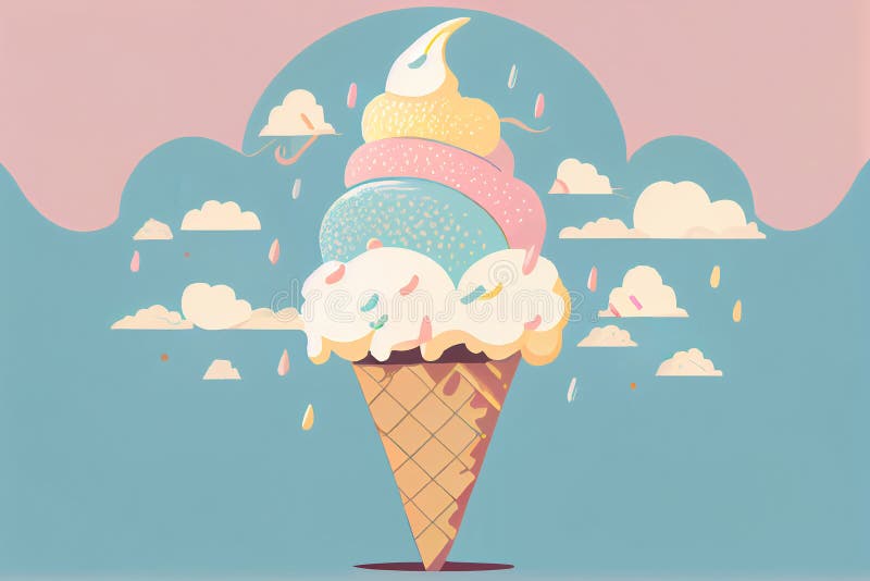 Cartoon Illustration of Ice Cream. Greeting Cartoon Card Stock ...