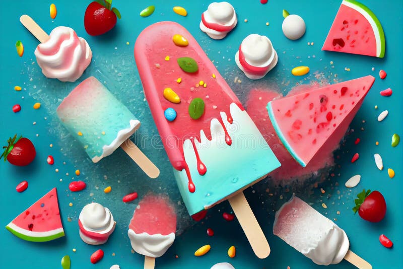 Cartoon Illustration of Ice Cream. Greeting Cartoon Card Stock ...