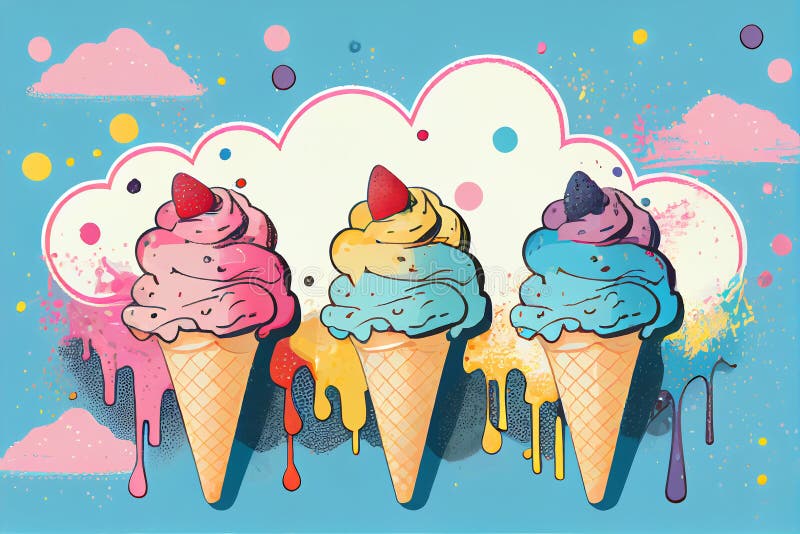 Cartoon Illustration of Ice Cream. Greeting Cartoon Card Stock ...