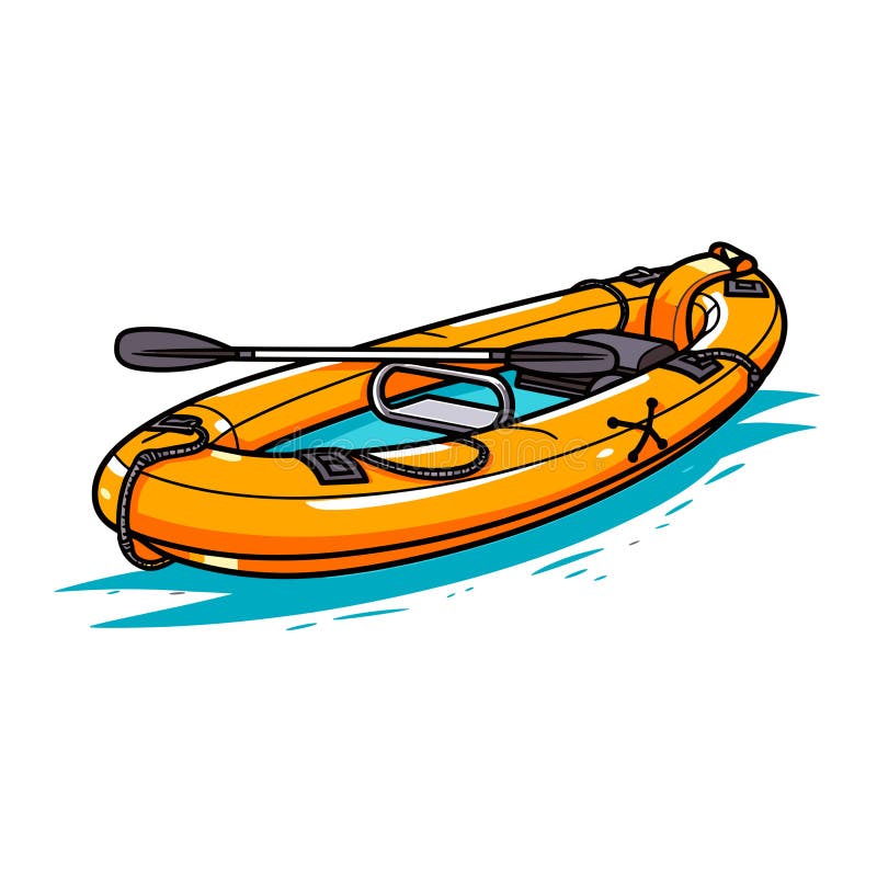 Cartoon Illustration Of An Inflatable Kayak With Paddle Stock Illustration Illustration Of