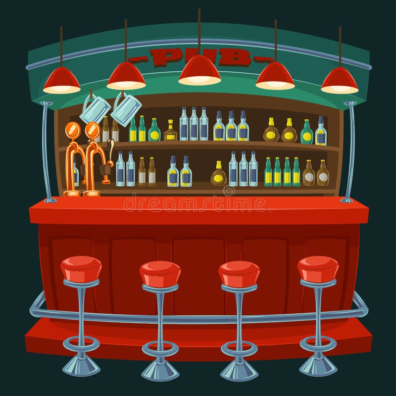 Cartoon Illustration the Interior of the Pub Stock Illustration ...