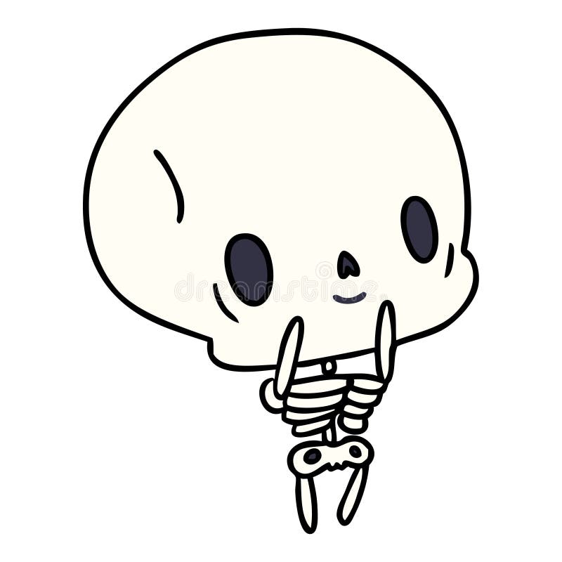 Cartoon Kawaii Cute Dead Skeleton Halloween Spooky Bones Undead Art ...