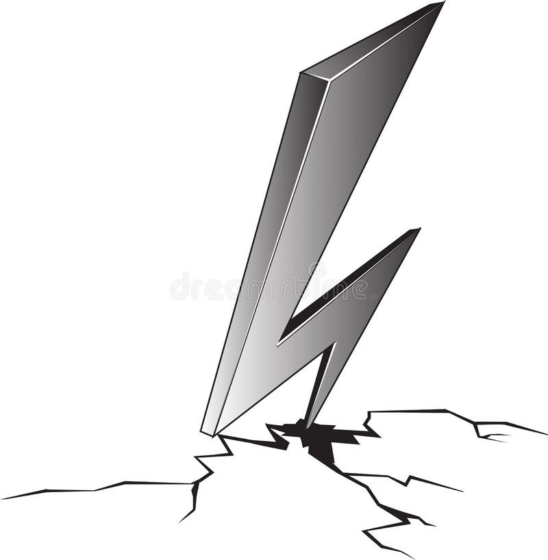 Cartoon Illustration of Lightning Hit and Split the Ground. Stock ...
