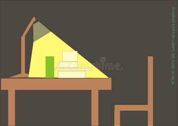 Cartoon Illustration Lights on Top of a Desk Study Stock Illustration ...