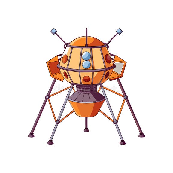 Cartoon Illustration of a Lunar Module Lander Isolated. Stock ...