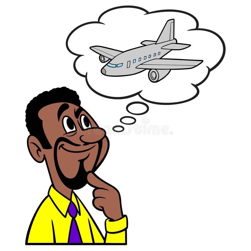 Man Thinking about a Flight Stock Vector - Illustration of thinker ...