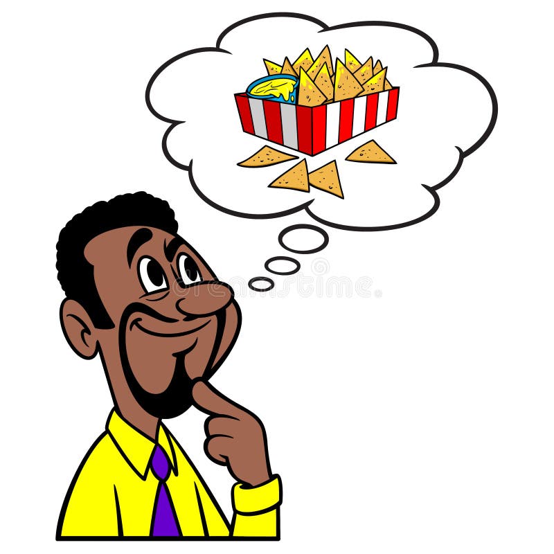 Man thinking about Nachos stock vector. Illustration of ideas - 223567764