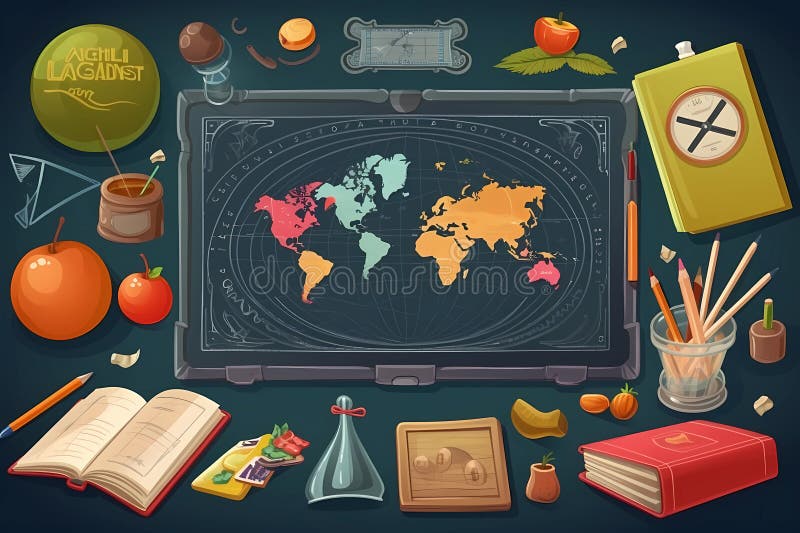 A Cartoon Illustration of a Map of the World AI Generation Stock ...