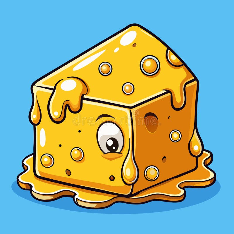 Cartoon Illustration of Melted Cheese Dripping with a Viscous and ...