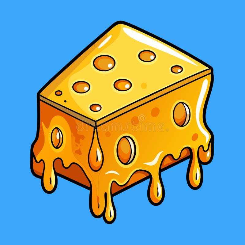 Cartoon Illustration of Melted Cheese Dripping with a Viscous and ...