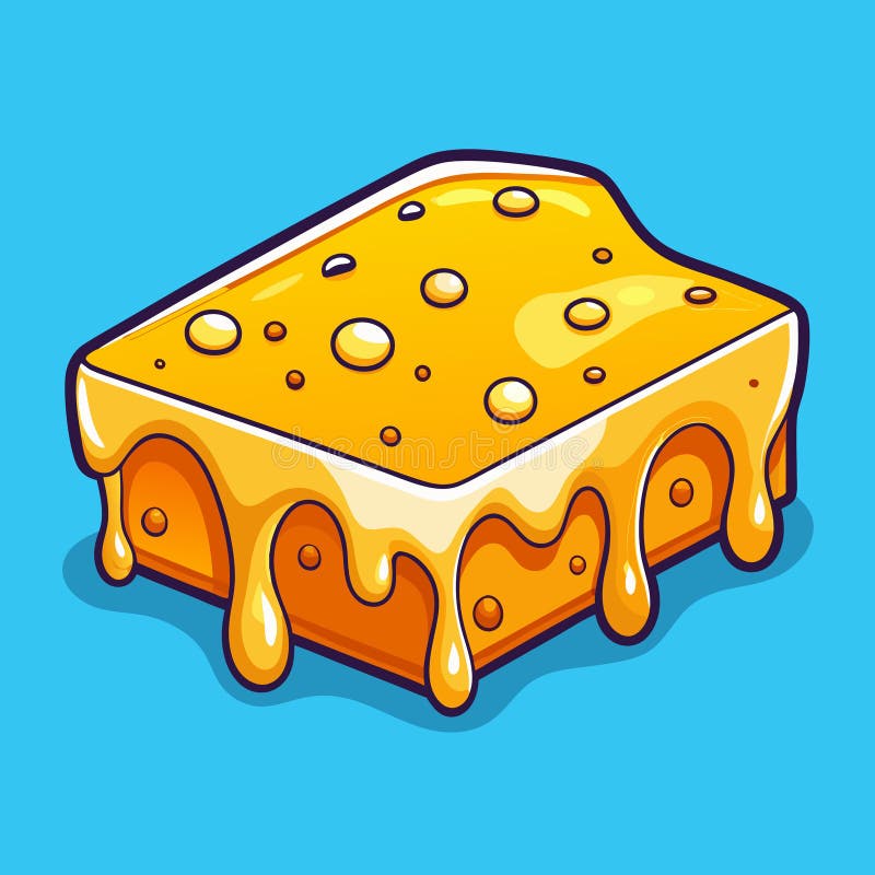 Cartoon Illustration of Melted Cheese Dripping with a Viscous and ...
