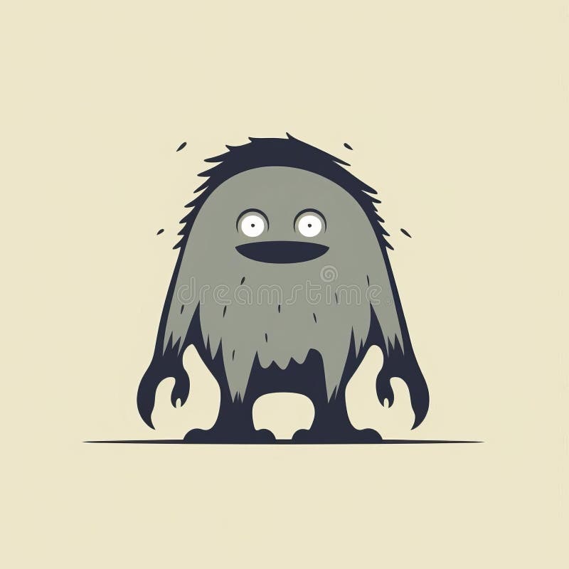 Minimalistic Monster Illustration in Dark Gray and Beige Stock ...