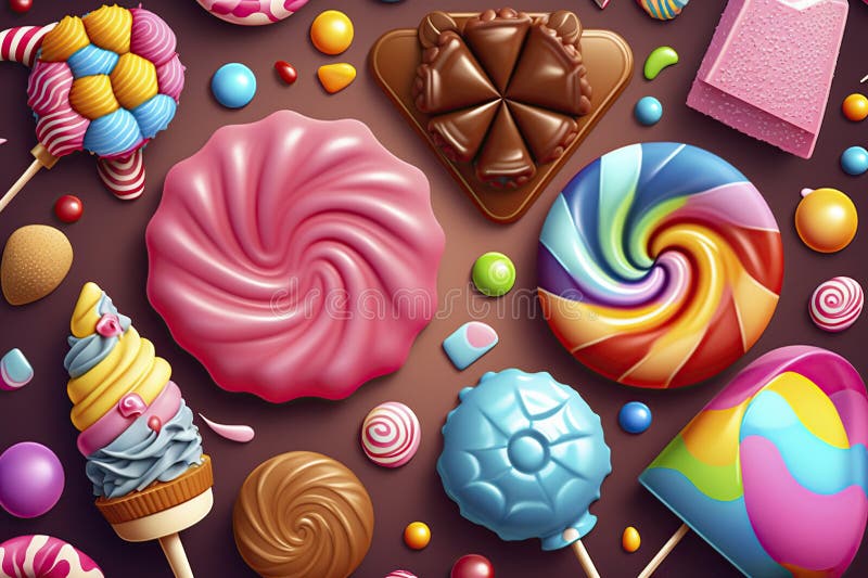 Cartoon Illustration, Multicolor Confectionery, Ai Generative Stock ...