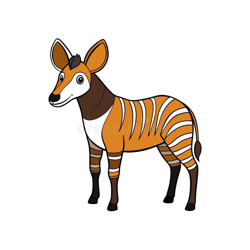 Cartoon Illustration of an Okapi with a Smiling Face Stock Image ...