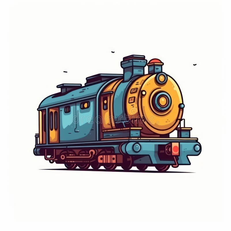 Cartoon Illustration of an Old Steam Train. Stock Illustration ...